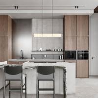 China White Oak Wood Veneer Handless Frameless Kitchen Cabinet 18mm Plywood Modern for sale