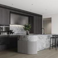 China Luxury Customized Modular Kitchen Cabinet with Solid Wood MDF Stainless Steel Glass for Villa for sale