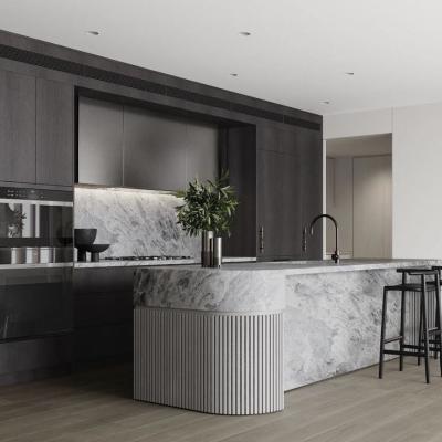China Luxury Customized Modular Kitchen Cabinet with Solid Wood MDF Stainless Steel Glass for Villa for sale