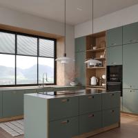 China Luxury Modern Kitchen Cabinets with Stone Coque Island 120cm Customizable for sale