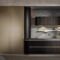 China Premium Semi-Gloss Grey Baked Lacquer L-Shaped MDF Kitchen Cabinet for Villa Projects for sale