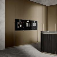 China Premium Semi-Gloss Grey Baked Lacquer L-Shaped MDF Kitchen Cabinet for Villa Projects for sale