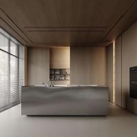 China Automatic Modern Luxury Kitchen Cabinets Set with Aluminum Drawer Pulls Wood Melamine 18mm for sale