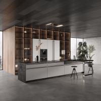 China Customized European Style Luxury Stainless Steel Kitchen Cabinets 304 Fireproof Waterproof for sale