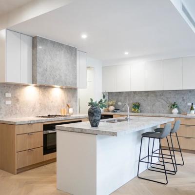 China Antifungal Plywood Modular Kitchen Island Cabinets with Living Sink for Apartment Projects for sale