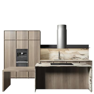 China Custom Luxury Hotel Kitchen Hanging Cupboard Cabinets with 20mm Quartz Countertop Island for sale