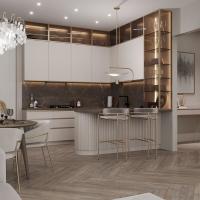 China Custom Wood Veneer Kitchen Cabinets with Pantry 18mm Moisture Resistant Board Australia for sale