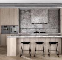 China Custom White Melamine Kitchen Cabinets 18mm Full Wood Modern Luxury Set for Villa for sale