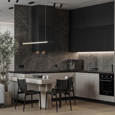 China Modern White Oak Wood Veneer Frameless Handleless Kitchen Cabinet 18mm Plywood for sale