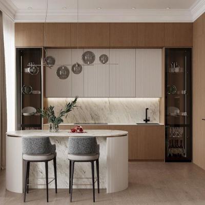 China Luxury Modern Wooden Kitchen Cabinets 18mm Plywood Custom Cupboard Units for Contemporary Homes for sale