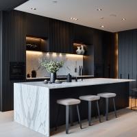 China Custom Solid Ash Wood Kitchen Cabinets with Soft-Close Hinges and Quartz Countertop 18mm for sale