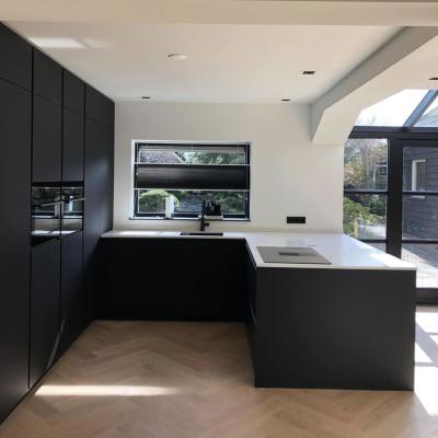 China OEM Custom Modern Kitchen Cabinet E0 Plywood Matte Laminated Particle Board Flat Pack 18mm for sale