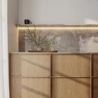 China Classic Oak Wood Veneer Kitchen Cabinets with Soft Close Hinges 18mm Plywood Carcass for sale