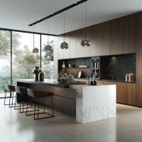 China Full Height Oak Kitchen Cabinets with Pocket Door 18mm Plywood Carcass Complete Set for sale