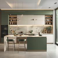 China Aluminum PVC Kitchen Cabinet Set with 15mm Quartz Stone Countertop Full Kitchen Furniture for sale