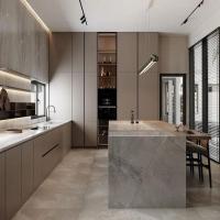 China Wholesale Modern European Solid Wood Kitchen Cabinets 18mm Stainless Steel Granite Modular Wall Units for sale