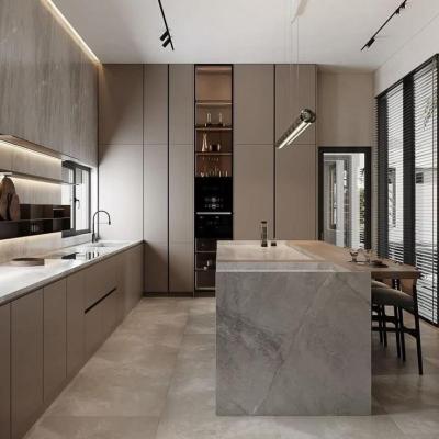 China Wholesale Modern European Solid Wood Kitchen Cabinets 18mm Stainless Steel Granite Modular Wall Units for sale