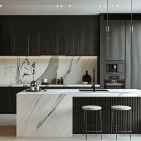 China Luxury Custom Scandinavian Kitchen Island with Stainless Steel Sink 18mm MDF for sale