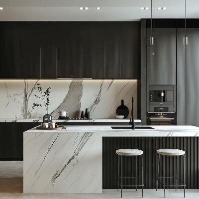 China Luxury Custom Scandinavian Kitchen Island with Stainless Steel Sink 18mm MDF for sale