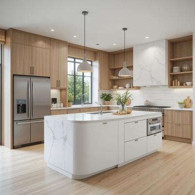 China Modern High Gloss Kitchen Cabinet Sets Customized for Villa Projects 18mm MDF for sale