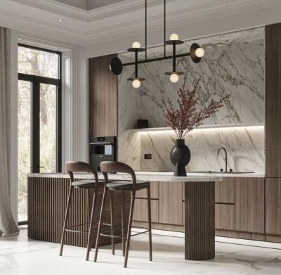 China Custom Antique Design Wood Kitchen Cabinets Minimalist Style with Countertop for Villa Projects for sale