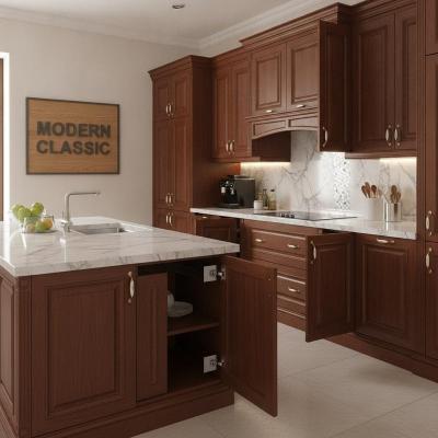 China Classic Wood Kitchen Cabinets with Unihopper Hinge and 5 Years Warranty Featuring Lacquer Surface Treatment for sale
