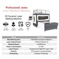 China Dynamic Focus SCM1400L 3D Laser Engraving Machine for Denim Leather-Four 1300*600mm Exchange Tables AI/BMP Format-for Cloth for sale