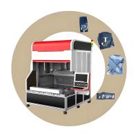 China 2025 New Laser Marking Machine for Jeans Manufacturing Supports Ai Bmp Plt Formats Gantry Type Configuration for sale