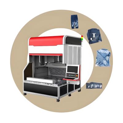 China 2025 New Laser Marking Machine for Jeans Manufacturing Supports Ai Bmp Plt Formats Gantry Type Configuration for sale