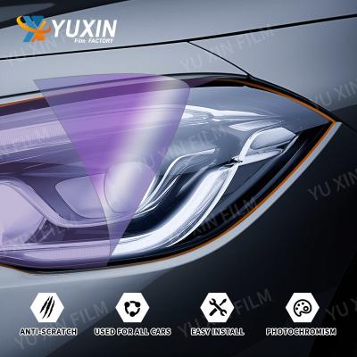 China 0.3x15M Self-Healing TPU Photochromic Headlight Film - Purple to Black Color Changing with 7.5mil Thickness for sale