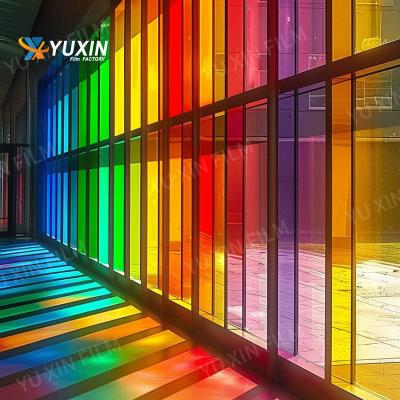 China Dazzling Rainbow Dichroic Iridescent Building Film 80°C Temperature Resistant with 5-Year UV Guarantee for sale