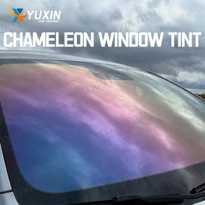 China 99% UVR IRR Green Purple 80% VLT Chameleon Window Film Car Window Tint Film for sale
