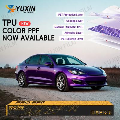 China 190 Micron Strong Stretch TPU Midnight Purple Wrap Vinyl Film Self Healing Color PPF Paint Protection Film for sale