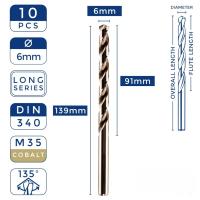 China DIN340 M35 Long HSS Cobalt Drill Bit – Fully Ground Twist Bit for Deep Hole Metal Drilling for sale