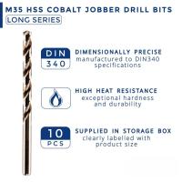 China DIN340 M35 Long HSS Cobalt Drill Bit – Fully Ground Twist Bit for Deep Hole Metal Drilling for sale