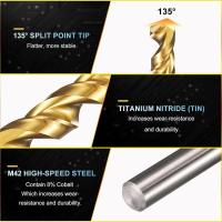 China M42 Cobalt Drill Bit Set For Stainless Steel TiN Coated Hss Jobber 135° Split Point for sale