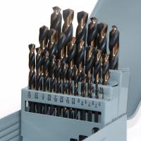 China 29 Piece Twist Drill Bit Set – HSS M2, Black Gold Coated, Fractional Sizes 1/16–1/2 Inch with Metal Index Case for sale
