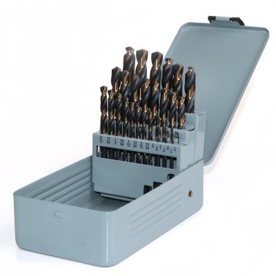 China 29 Piece Twist Drill Bit Set – HSS M2, Black Gold Coated, Fractional Sizes 1/16–1/2 Inch with Metal Index Case for sale