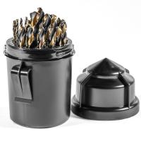 China 29PC High Speed Steel Drill Bits (1/16–1/2 in) – Black & Gold, Three Flat Shank, Indexed Storage for sale