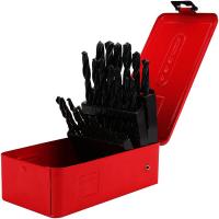 China 25Pc Industrial Diamond Drill Bit 4241 High Speed Half Ground Jobber Black Finish for sale