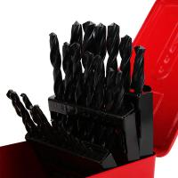 China 25Pc Industrial Diamond Drill Bit 4241 High Speed Half Ground Jobber Black Finish for sale
