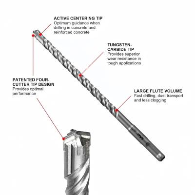 China 6mm Concrete SDS Plus 4 Flute Hammer Drill Bits with Tungsten Carbide for sale