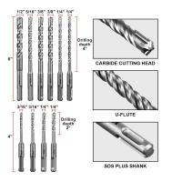 China 6mm Concrete SDS Plus 4 Flute Hammer Drill Bits with Tungsten Carbide for sale