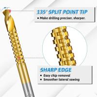 China 8 Pack Titanium Coated HSS Twist Drill Bits 3-10mm Serrated Side Cutting Spiral Saw Drill Bit Woodworking Tools Grooving Cutting Hole Holesaw Tool for sale