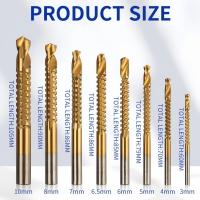 China 8 Pack Titanium Coated HSS Twist Drill Bits 3-10mm Serrated Side Cutting Spiral Saw Drill Bit Woodworking Tools Grooving Cutting Hole Holesaw Tool for sale