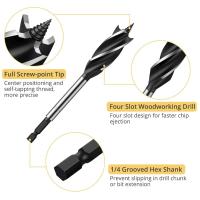 China 16mm Hex Shank Wood Drill Bit  Four Flutes Double Spurs Wood Auger Drill Bit With Slot for sale