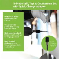 China 6-Piece SAE Combination Drill Tap Bit Set | High Speed Steel M2 Deburr Countersink Bit | One-Step Power Tool Accessories for sale