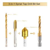 China Industrial 13-Piece Drill Tap Combo Set | Titanium Coated High Speed Steel | One-Step Drilling & Tapping Kit with Quick Change Shank for sale