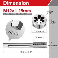 China Industrial M12 x 1.25 HSS Tap and Round Die Kit | Precision Fine Pitch Threader for Vehicle Repair for sale