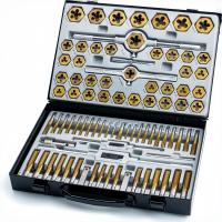 China 86 Piece Taps And Dies Set Titanium Coated GCr15 Bearing Steel Npt Tap And Die Set for sale